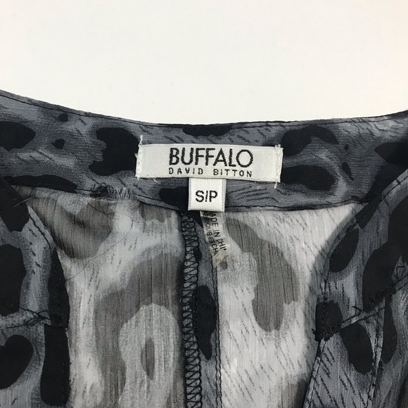 Buffalo David Bitton | Tops | Buffalo Jeans Sheer Cheetah Blouse Slate ...